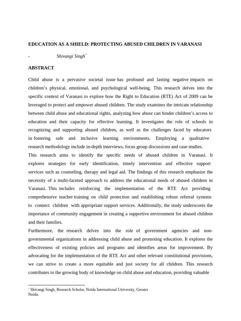 Education's Role in Protecting Abused Kids | PDF | Child Abuse | Child ...