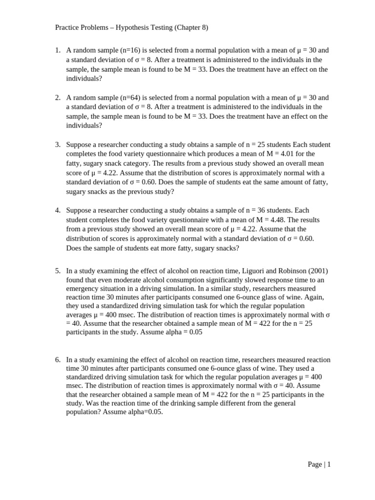Chapter 8 Practice Problems | PDF | Standard Deviation | Mean