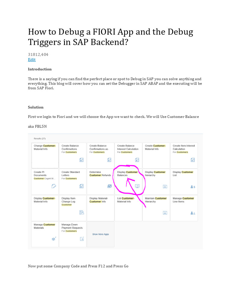 Debugging FIORI Apps in SAP Backend | PDF