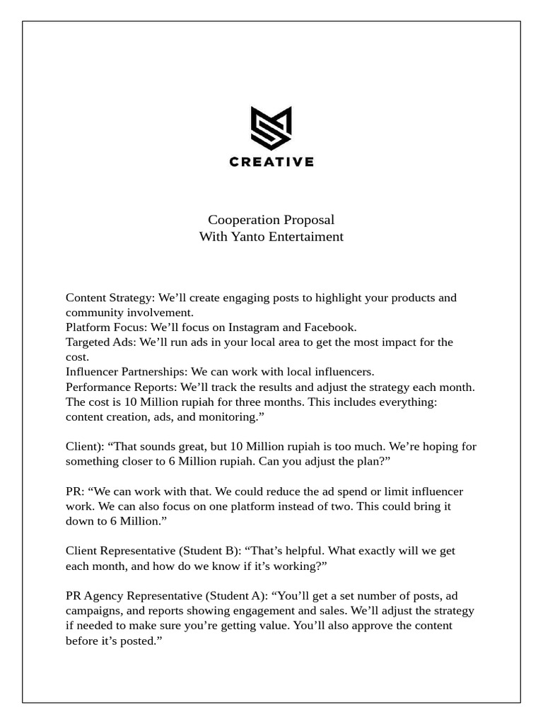 Cooperation Proposal | PDF