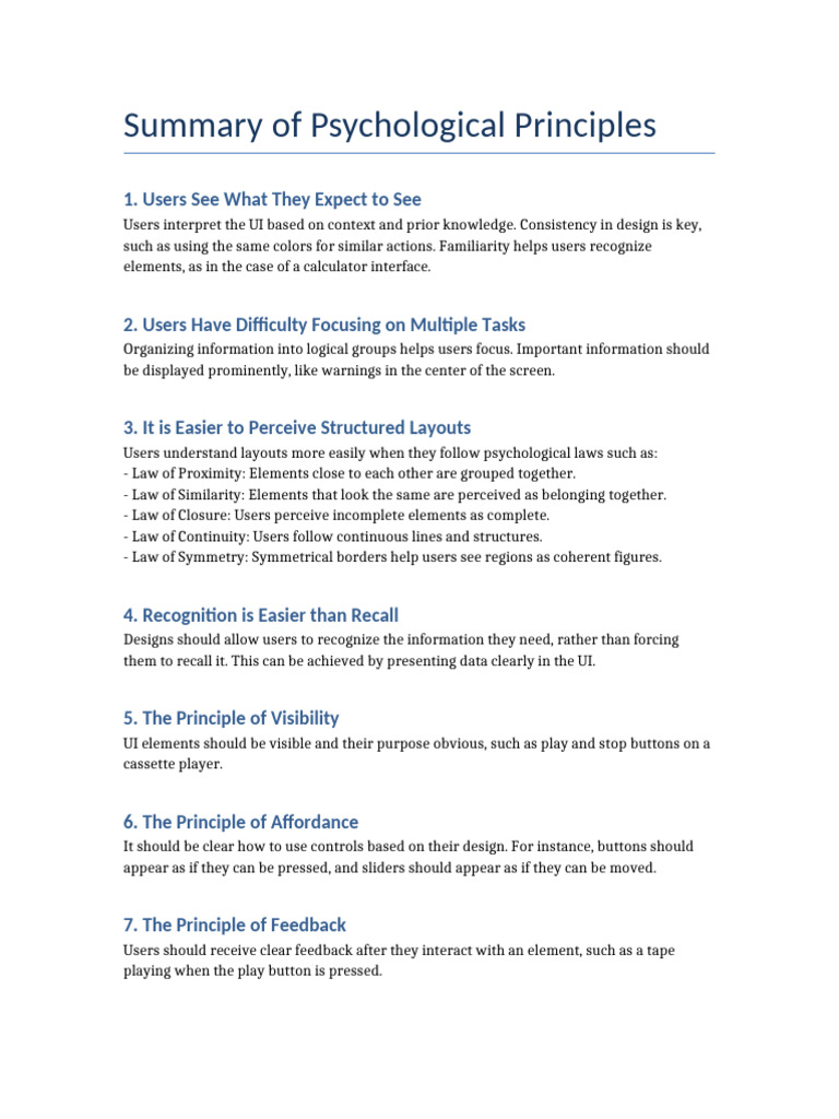 Psychological Principles Summary | PDF