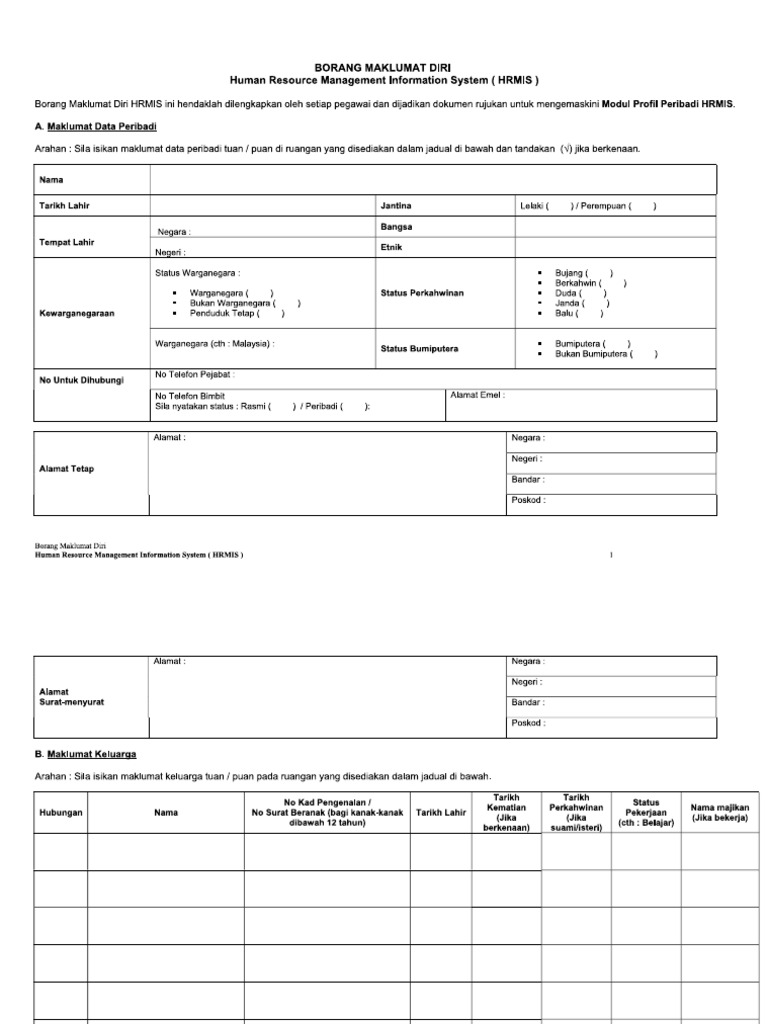 Borang Hrmis | PDF