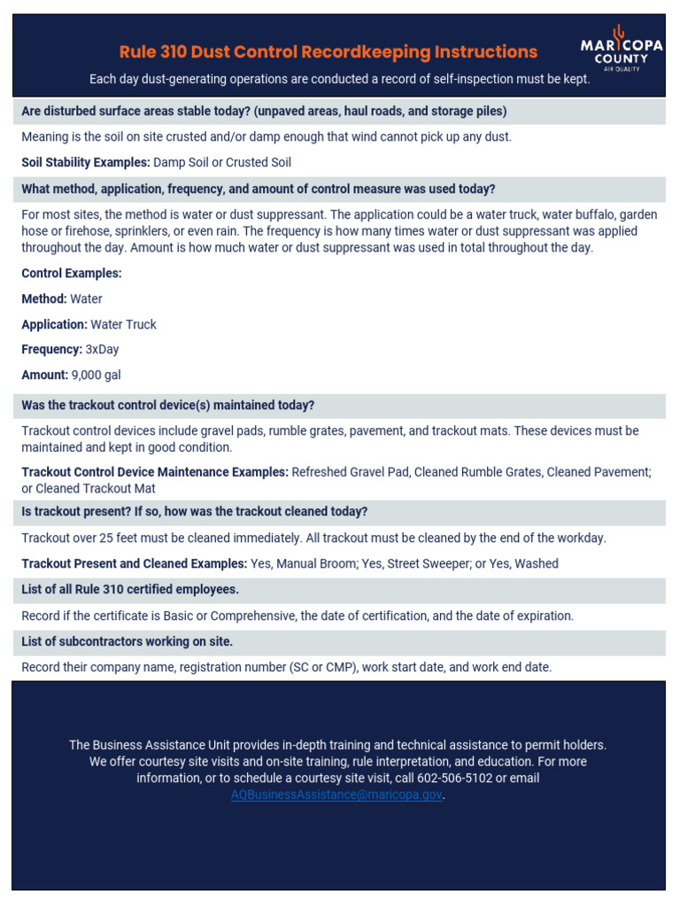 Daily Dust Control Inspection Log | PDF | Road Surface | Dust
