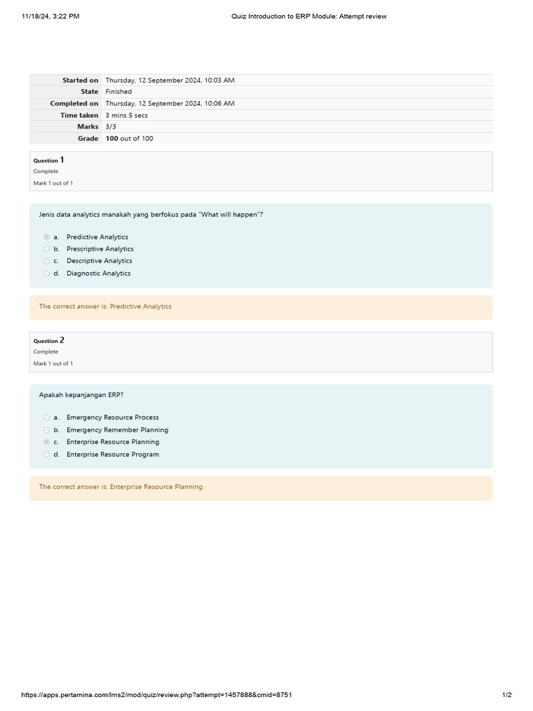 5. Quiz Introduction to ERP Module_ Attempt review | PDF