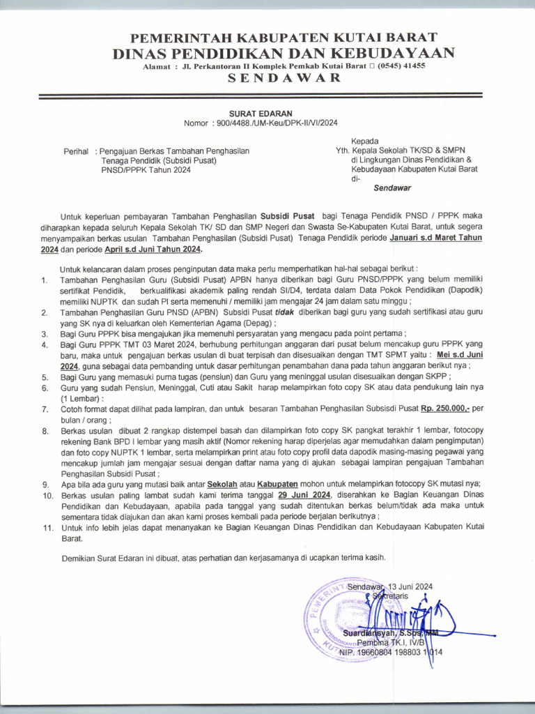 SURAT EDARAN TAMSIL 2024 | PDF