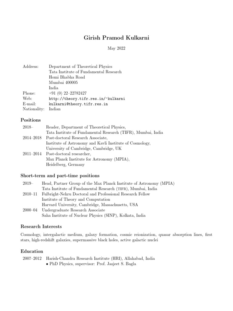 cv_kulk | PDF | Astronomy | Astrophysics
