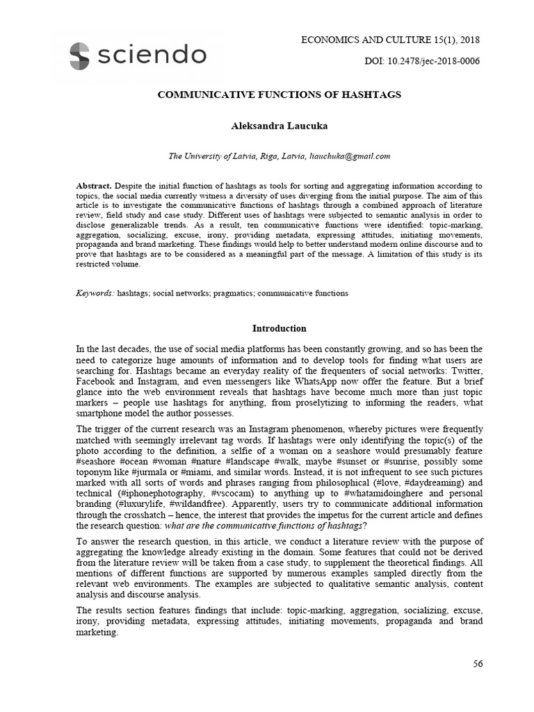 Communicative Functions of Hashtags | PDF | Hashtag | Social Media