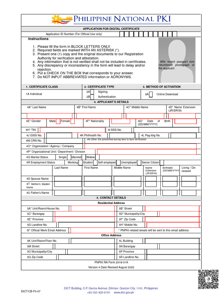 ANNEX a PNPKI Individual Certificate Application Form Fillable 2 | PDF | Public Key Certificate ...