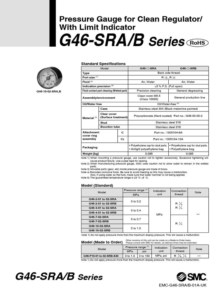 G46-SRA_EU | PDF | Pressure Measurement | Stainless Steel