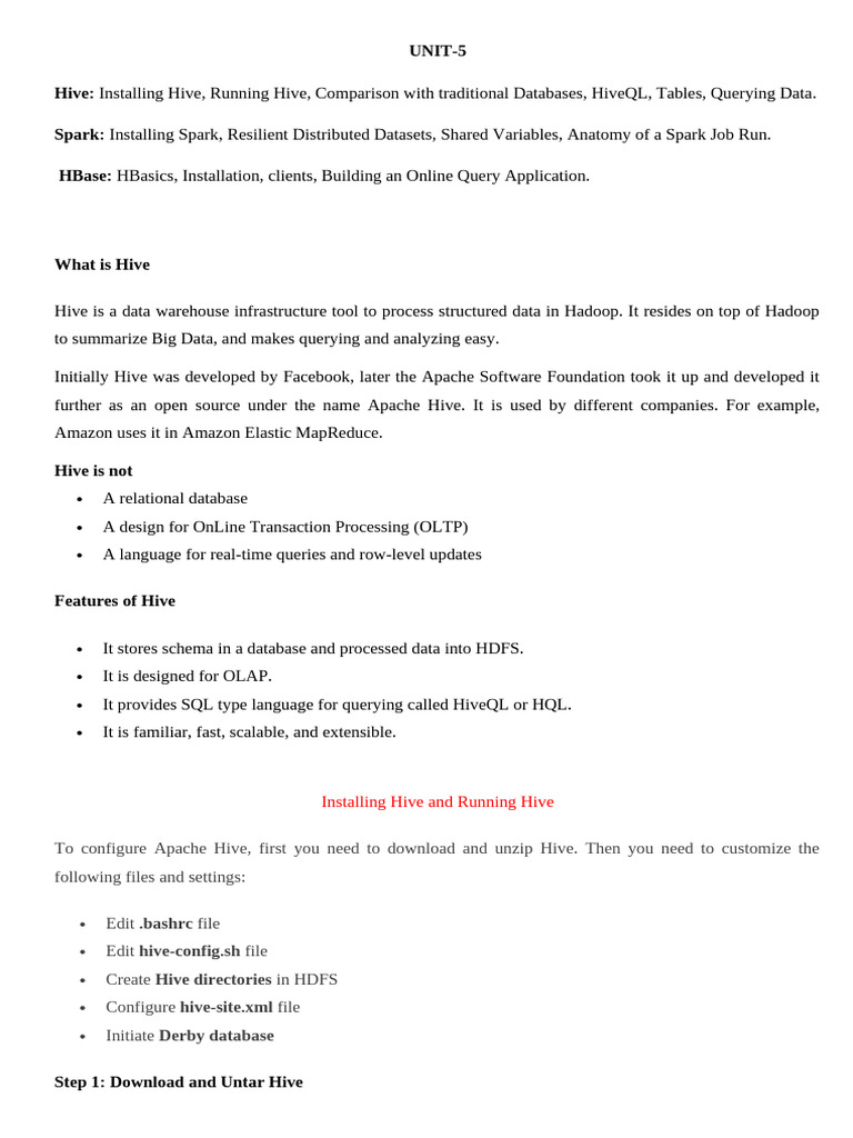 BDA_Unit-5 | PDF | Apache Spark | Apache Hadoop