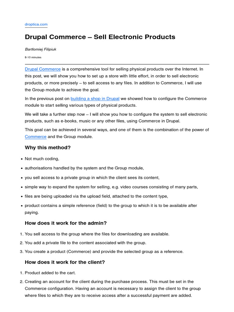 Drupal Commerce – Sell Electronic Products | PDF | Drupal | Computer Science