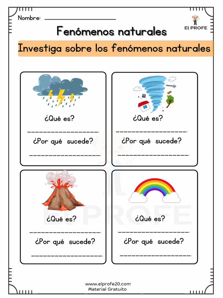 Actividades de Os Fenomenos Naturales | PDF