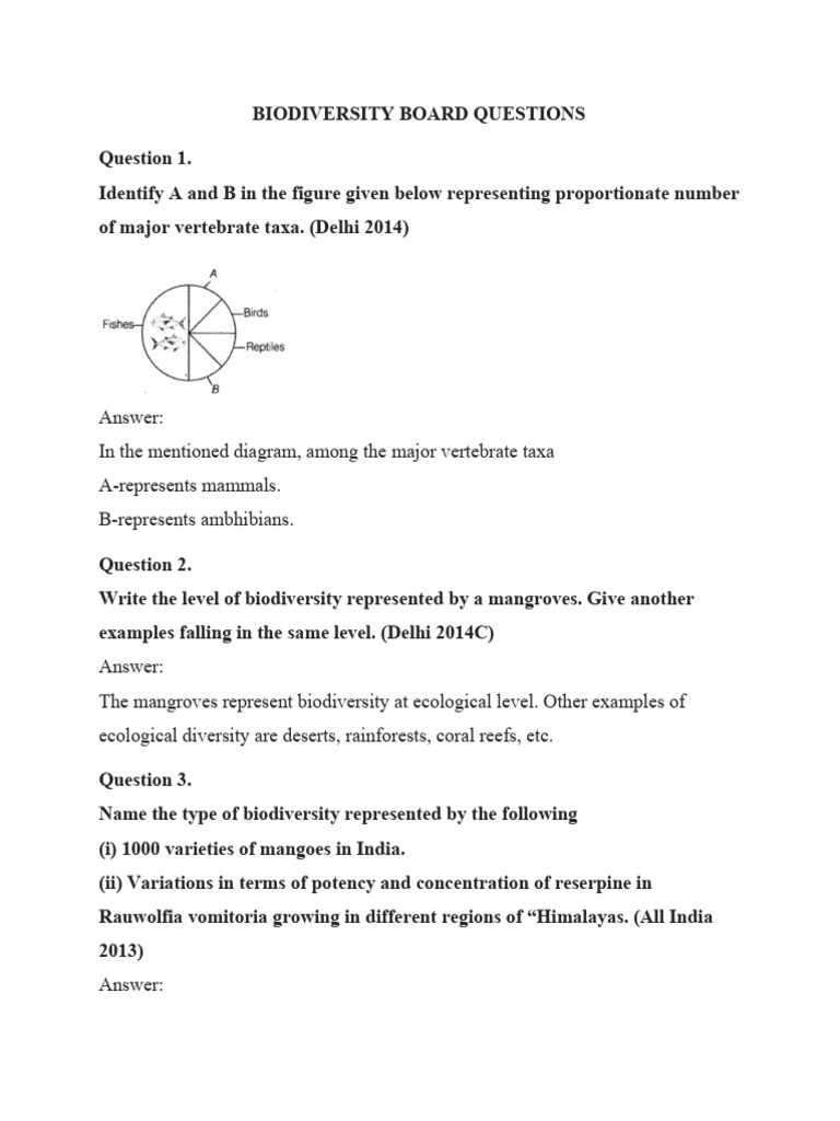 Biodiversity Board Questions PDF | PDF | Biodiversity | Conservation ...