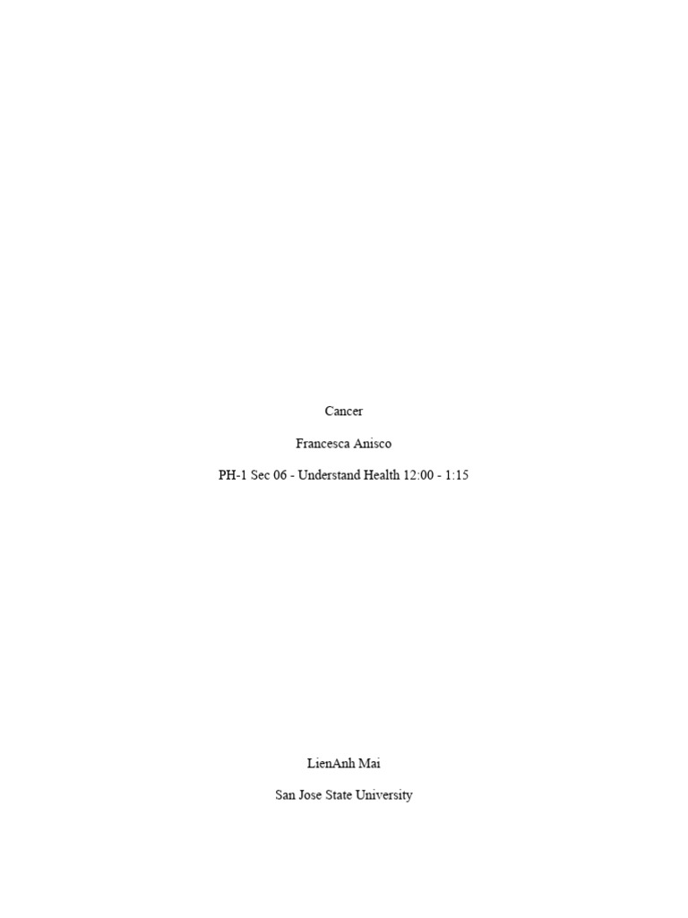 Public Health - Writing Assignment 1 | PDF | Cancer | Metastasis