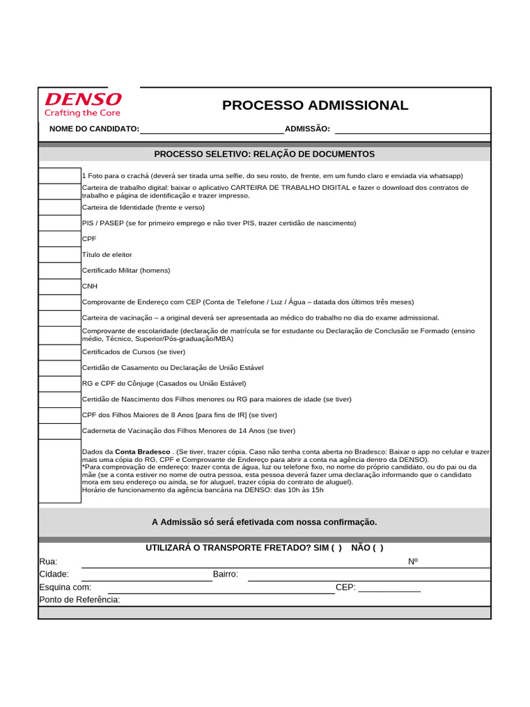 PROPOSTA Lista Documentos | PDF