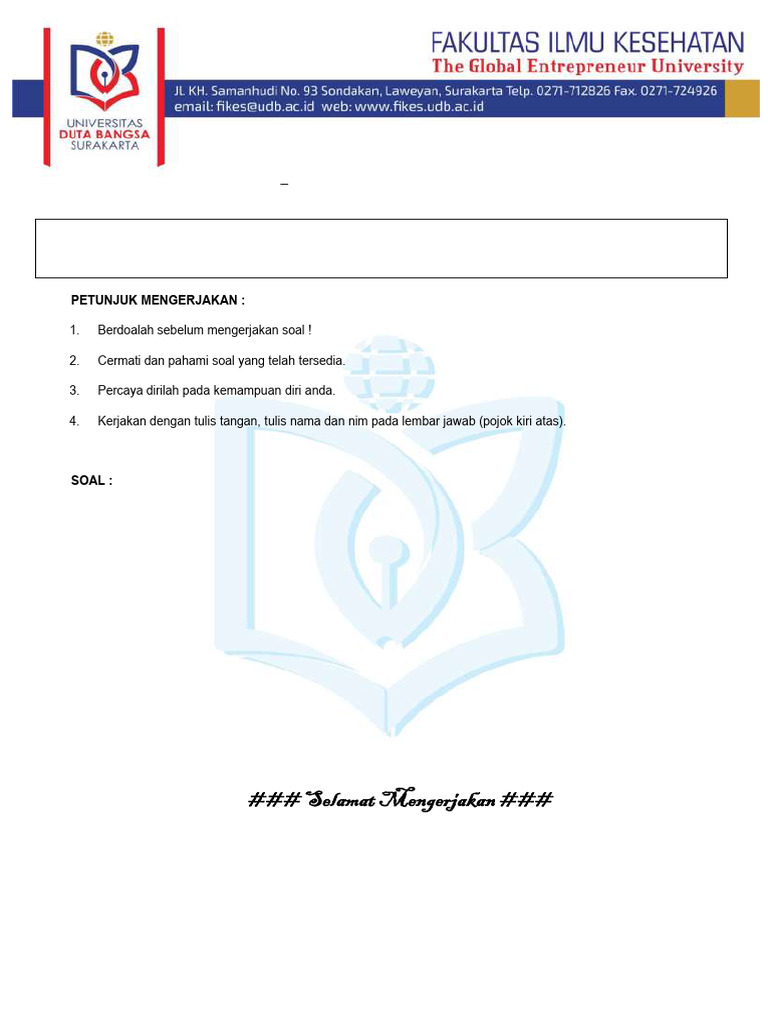 Soal UAS Manajemen Mutu Rekam Medis Kelas 23B1 RPL | PDF