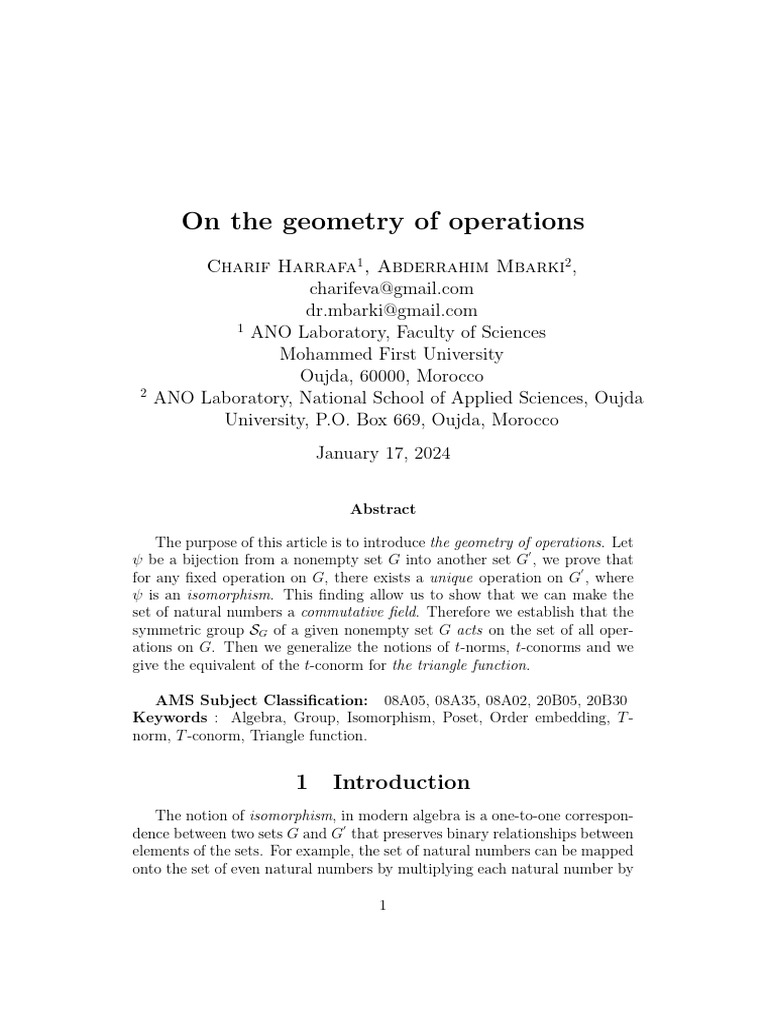 Geometry of Operations and Isomorphisms | PDF | Group (Mathematics ...
