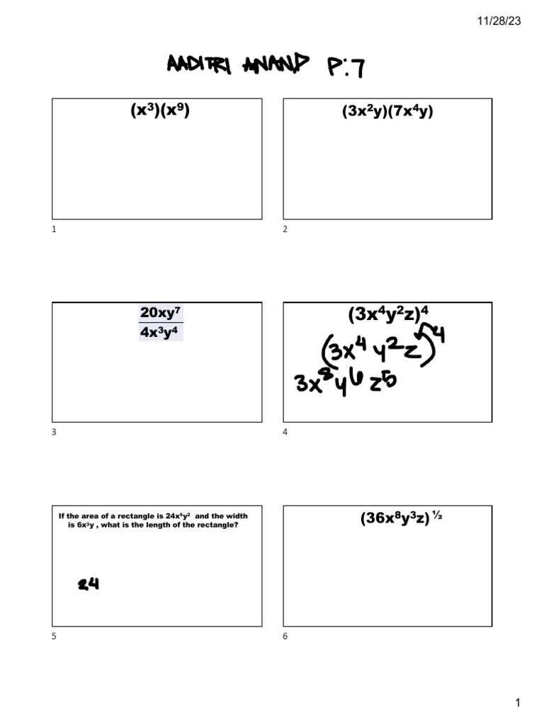 Exponent Rules Worksheet Answers | PDF