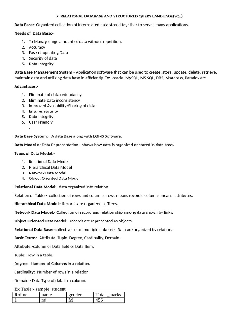 RDMS Notes | PDF | Databases | Relational Database RDMS Notes | PDF | Databases | Relational Database