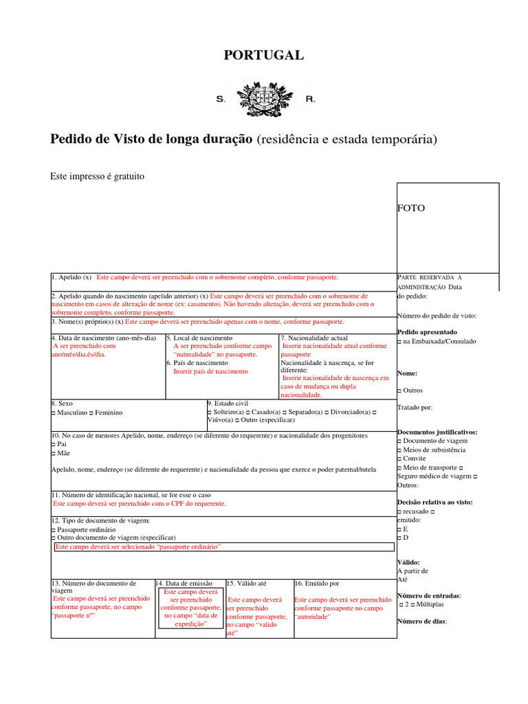 New VISA APPLICATION FORM WITH COMPLETING INSTRUCTIONS | PDF | Visto ...