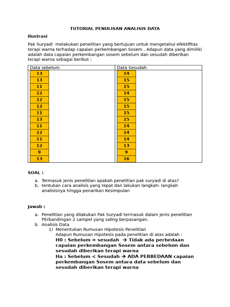 Tutorial Penulisan Analisis Data | PDF