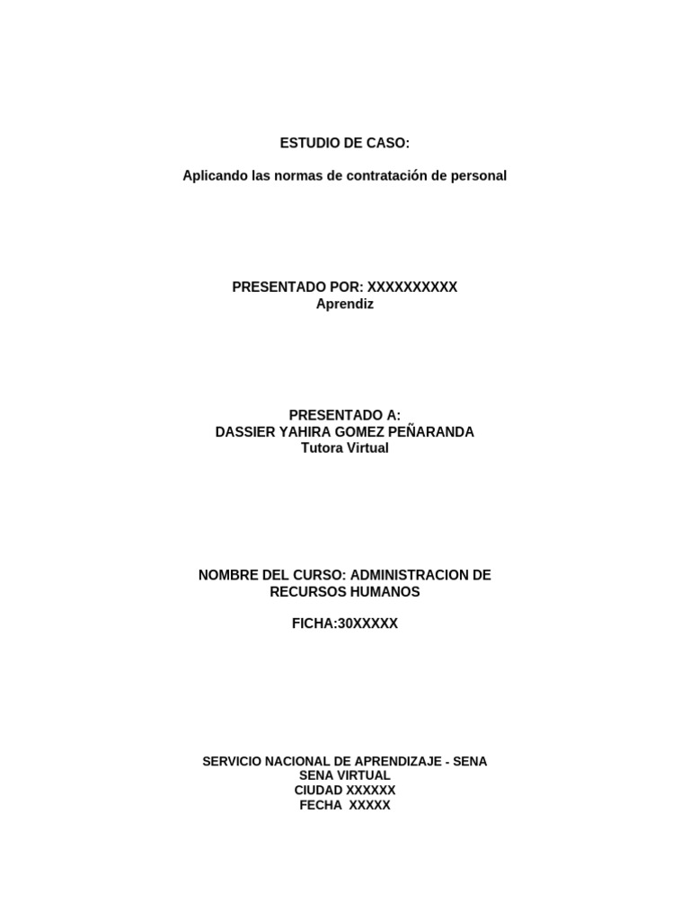 Formato Estudio Caso Aa2 | PDF | Reclutamiento