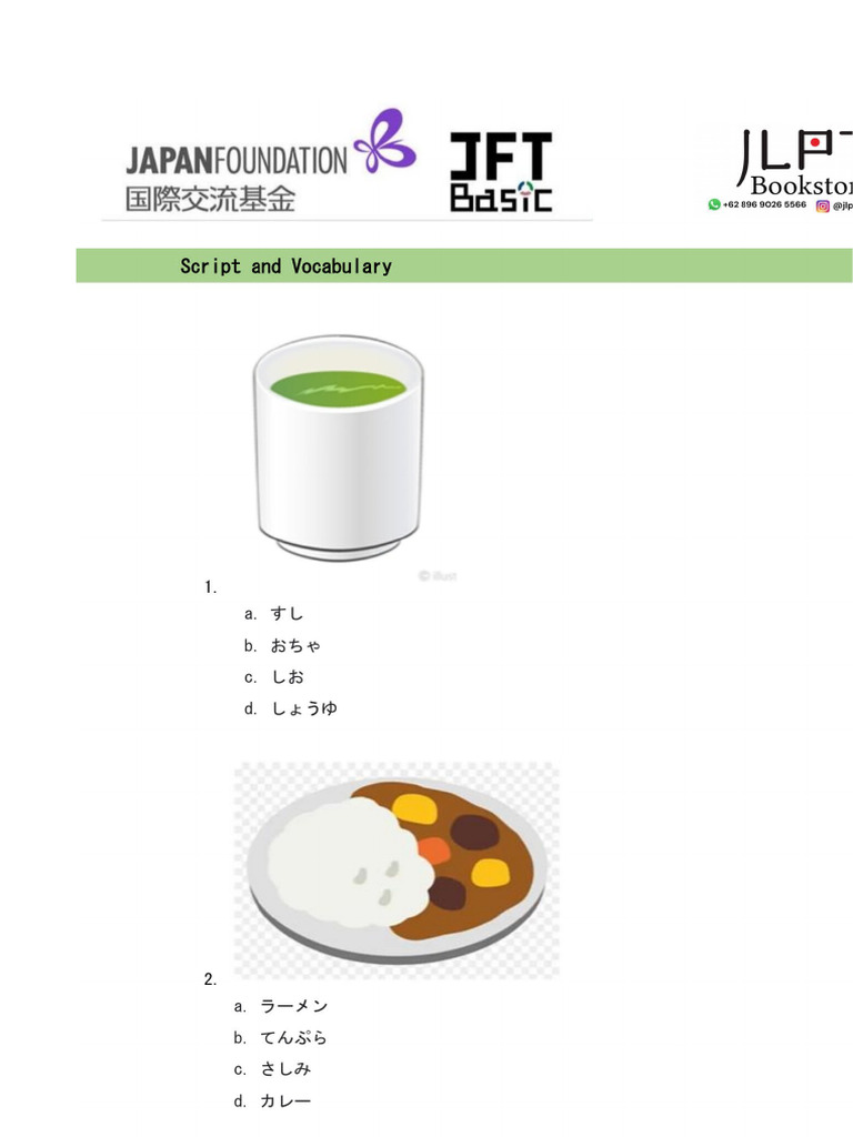 SOAL JFT BASIC LEVEL INTERMEDIATE 2 (1)_231201_160342 | PDF