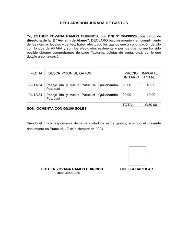 Anexo N 02 Declaracion Jurada | PDF