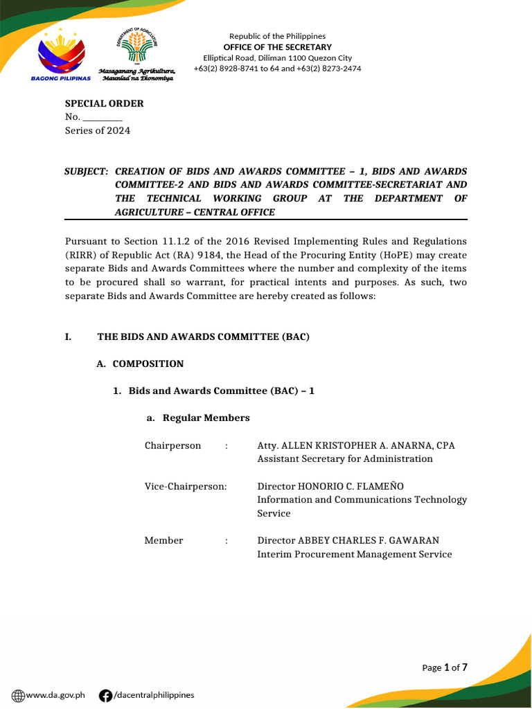 Creation of Bids and Awards Committees | PDF | Governance | Government