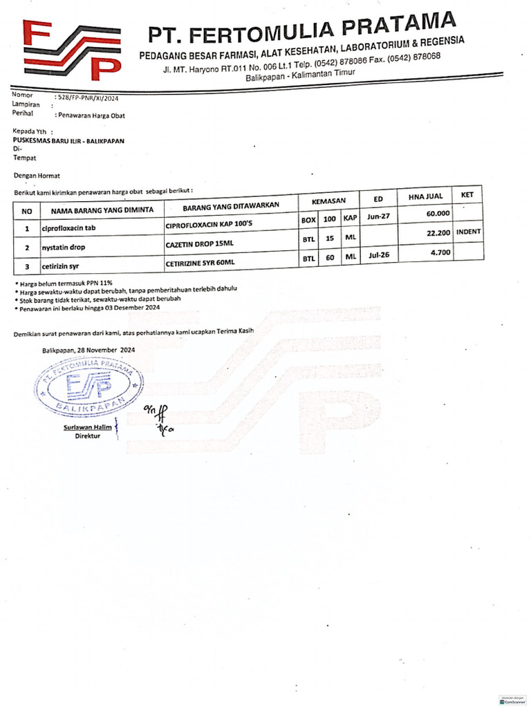 Penawaran PKM Baru Ilir 528 | PDF