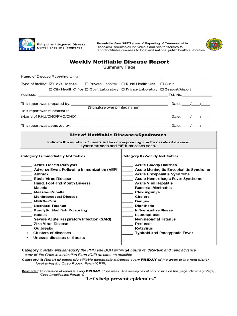 PIDSR-Summary-Page EDITED | PDF | Infection | Meningitis