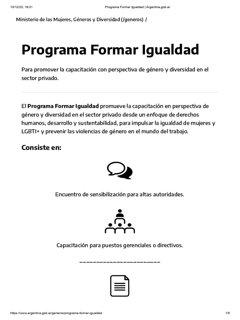 Programa Formar Igualdad - Argentina - Gob.ar | PDF