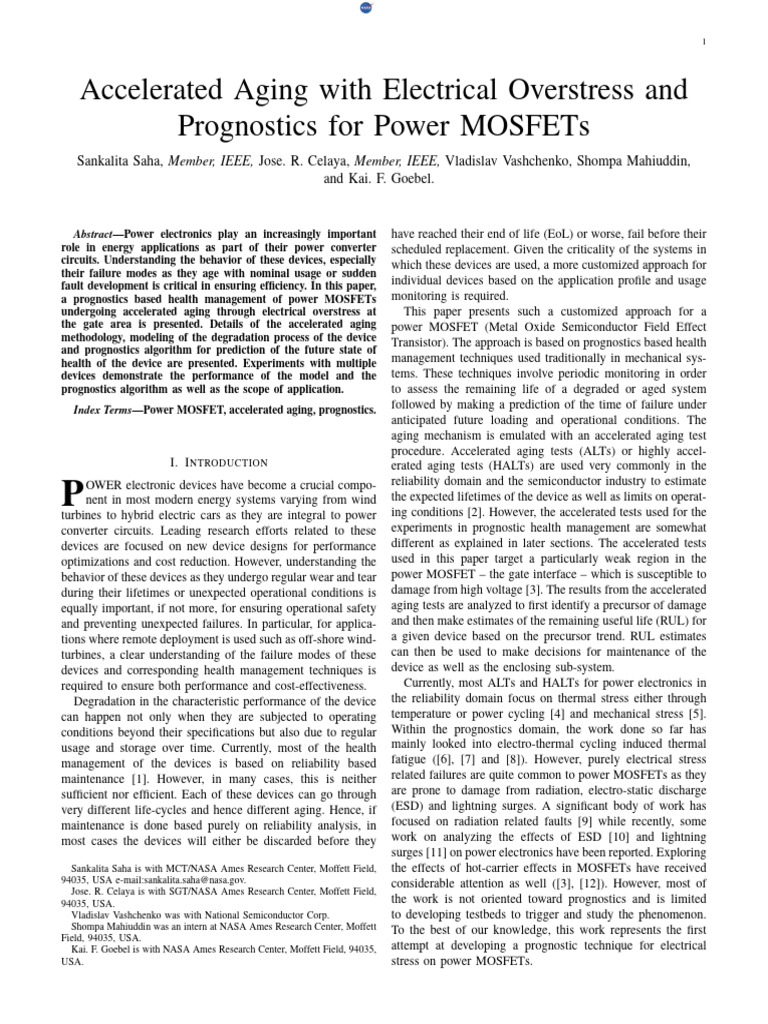 Accelerated Aging With Electrical Overstress and Prognostics For Power ...