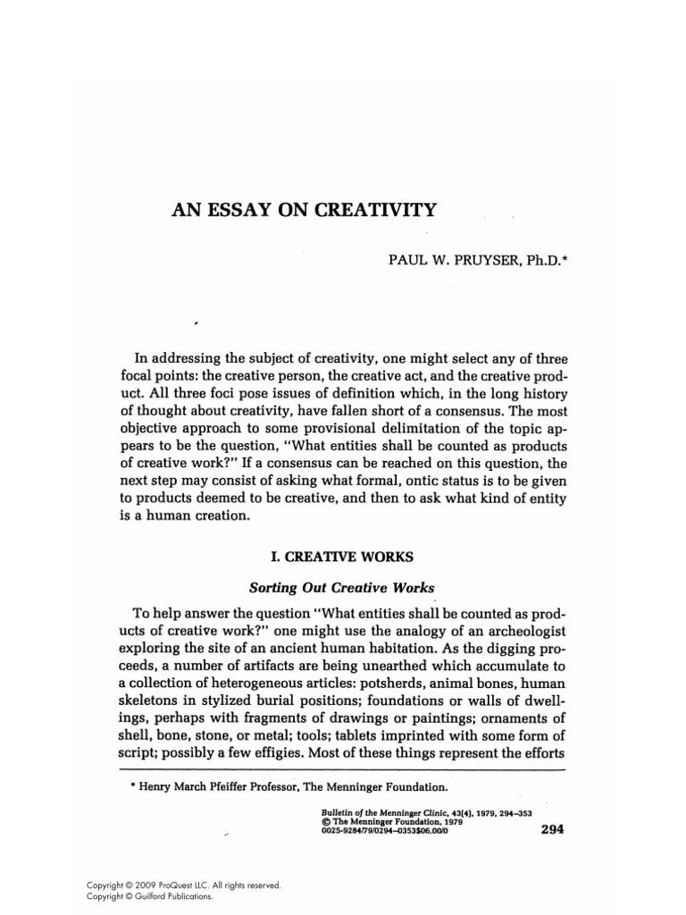 An Essay On Creativity | PDF