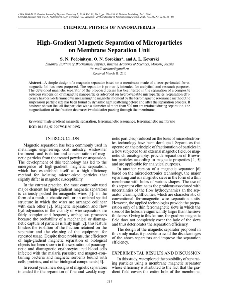 Magnetic Separation of Microparticles | PDF | Magnetism | Force