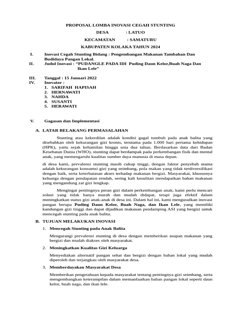 A.PROPOSAL LOMBA INOVASI CEGAH STUNTIN1(1)5544(1) | PDF