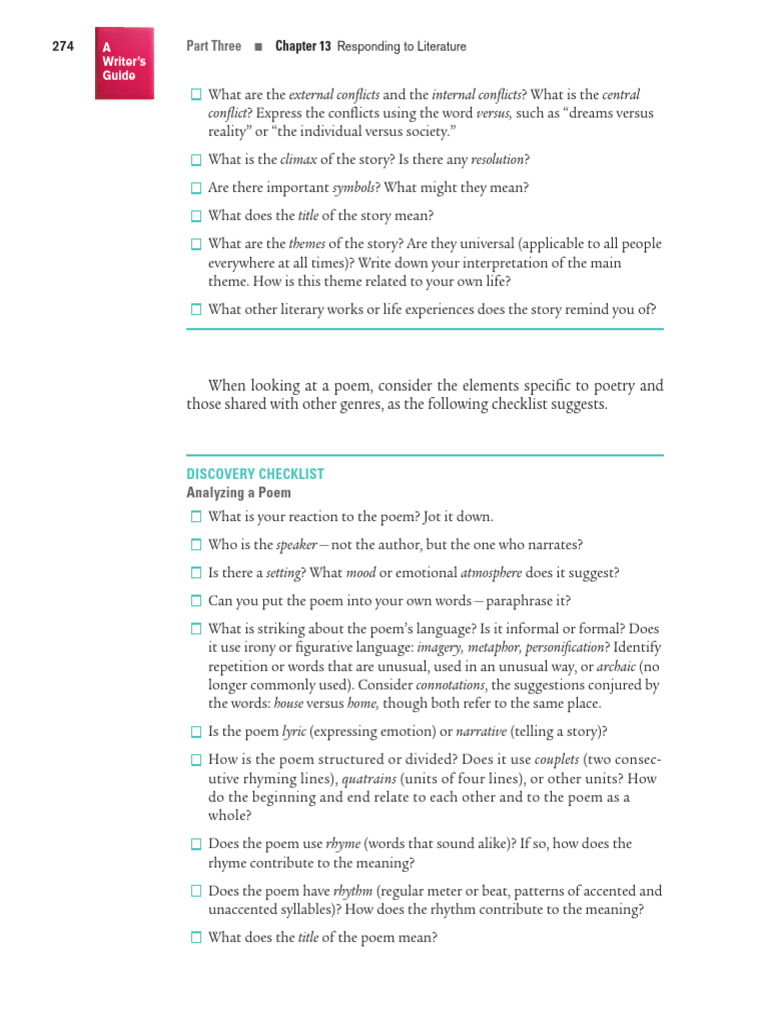 Checklist To Analyse A Poem | PDF | Poetry