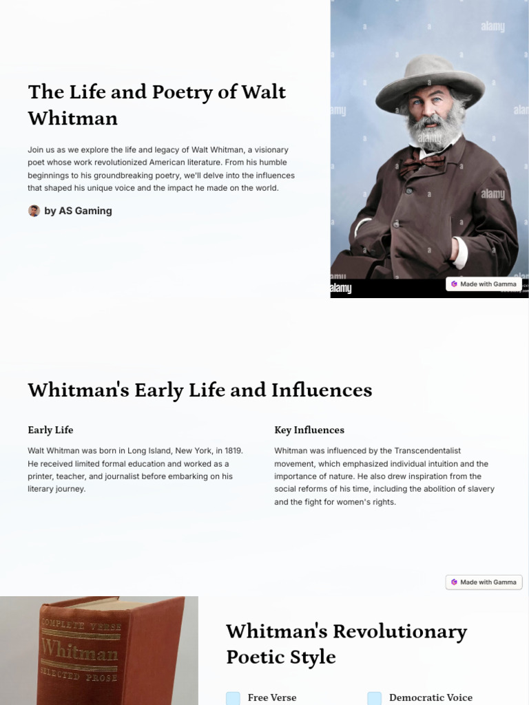 The Life and Poetry of Walt Whitman | PDF | Walt Whitman | Poetry