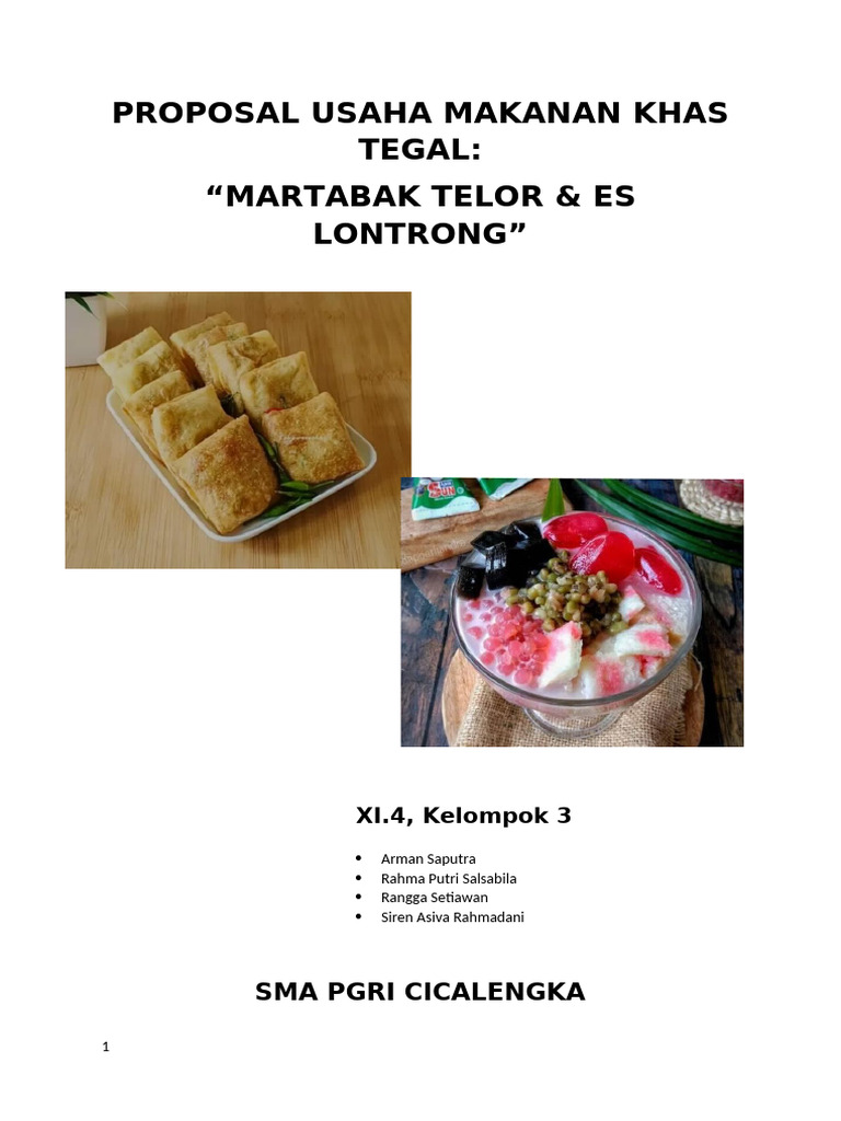 Proposal Pembuatan Makanan | PDF