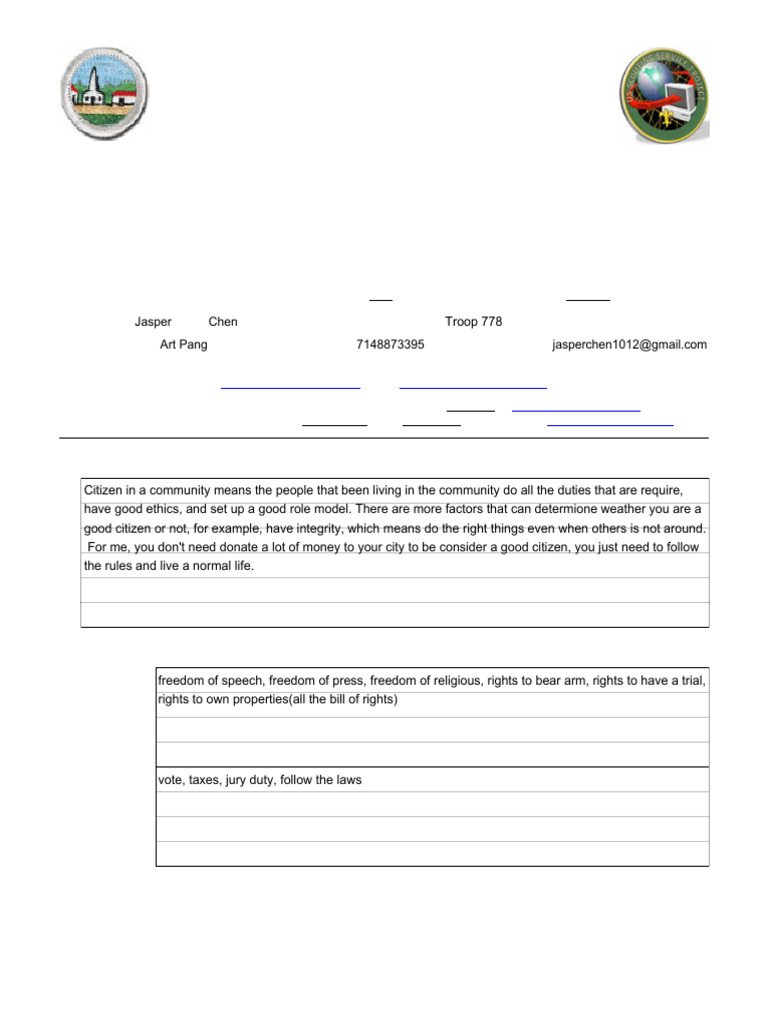 Citizenship - in - The - Community Worksheet | PDF | Boy Scouts Of ...