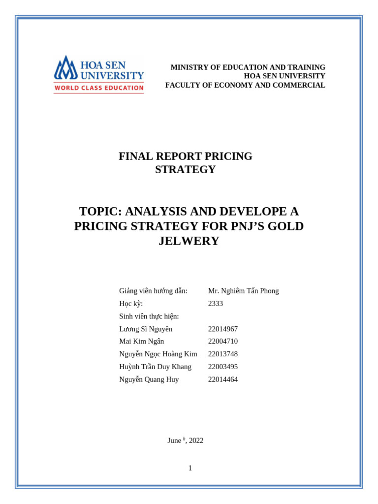 PNJ Gold Jewelry Pricing Strategy | PDF | Purchasing Power Parity | Brand