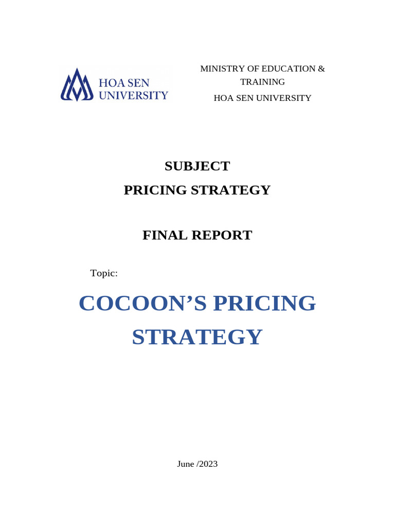 Cocoon's Pricing Strategy Report | PDF | Pricing | Brand