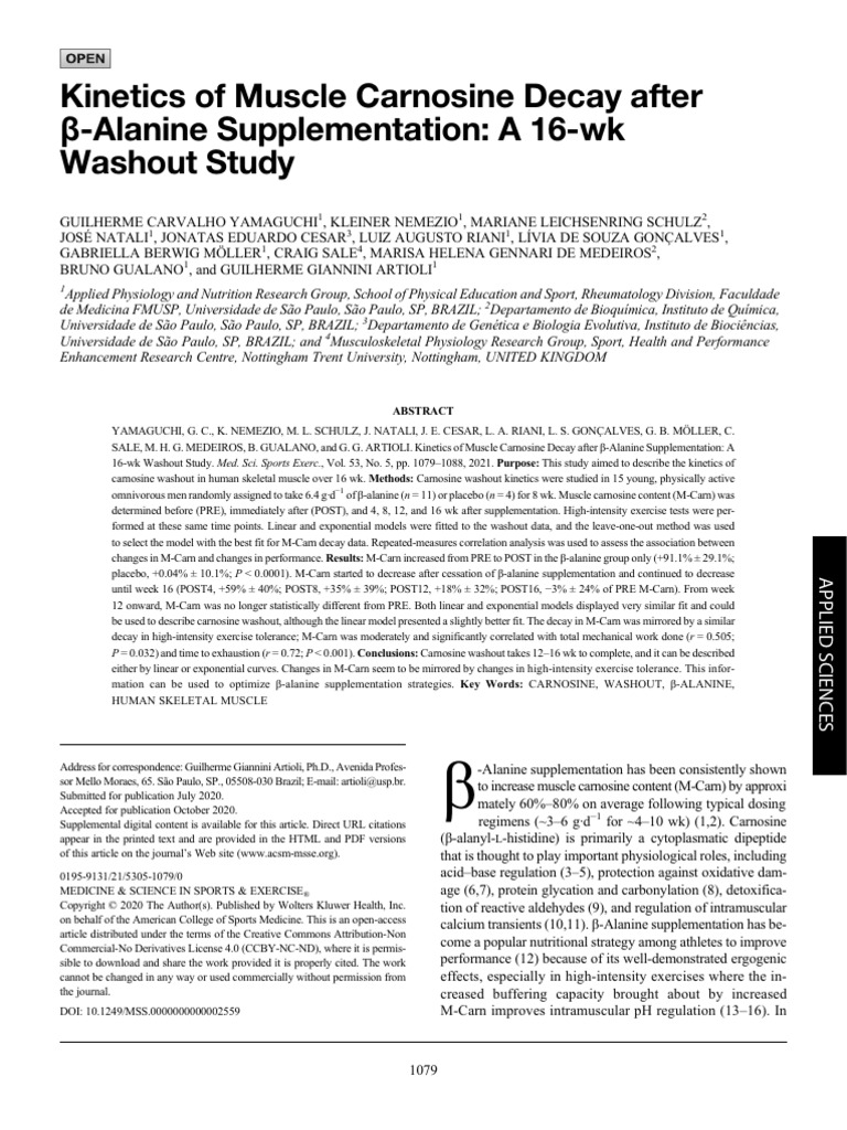 2021 - Kinetics of Muscle Carnosine Decay after β-Alanine ...