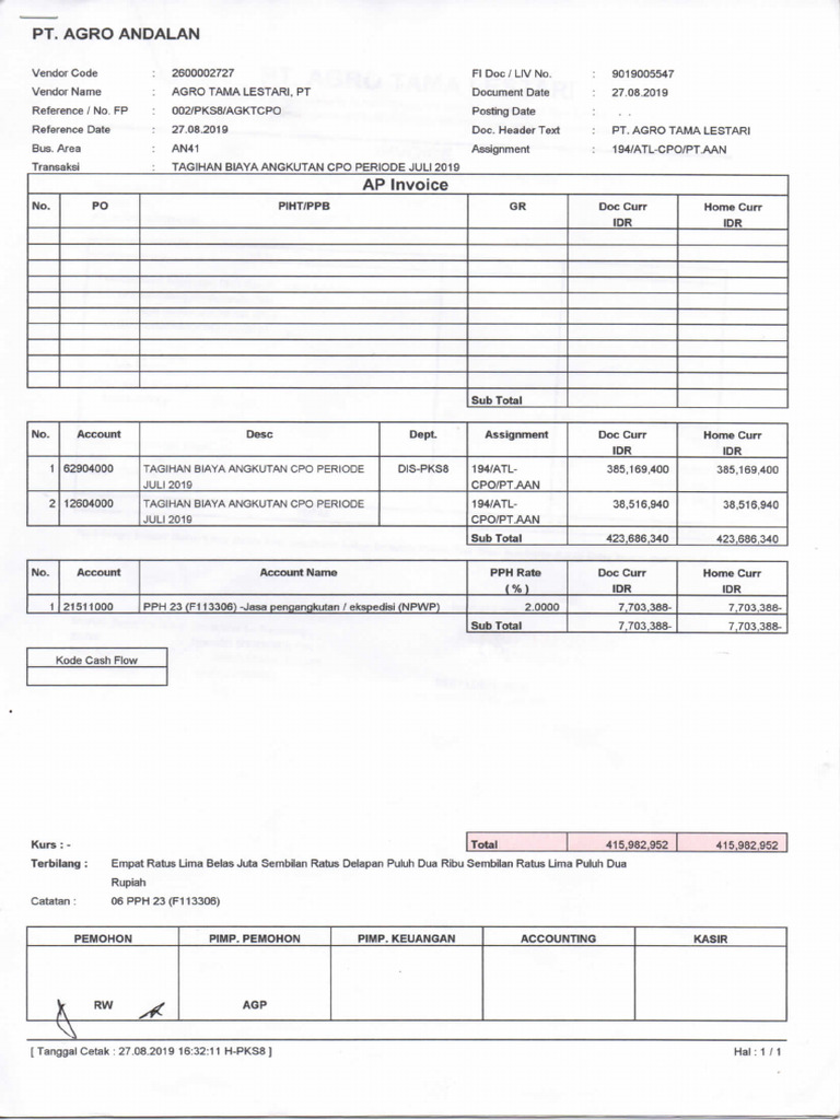 Voucher PT Agrotama Lestari028 | PDF