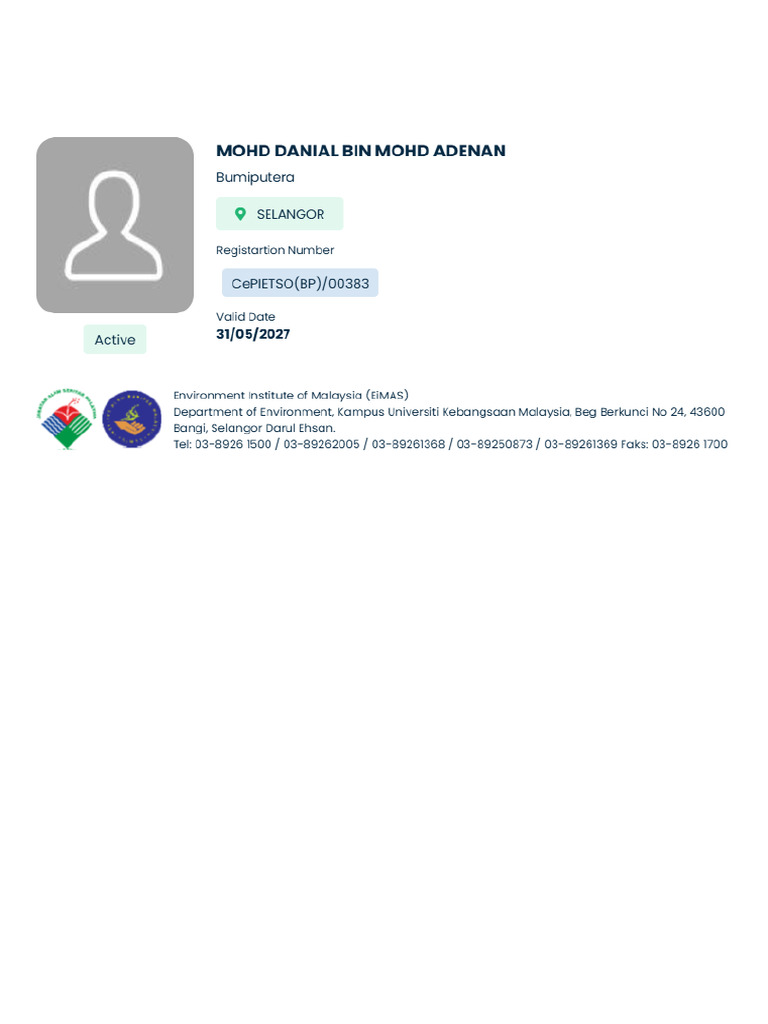 Nrcep - MOHD DANIAL BIN MOHD ADENAN | PDF