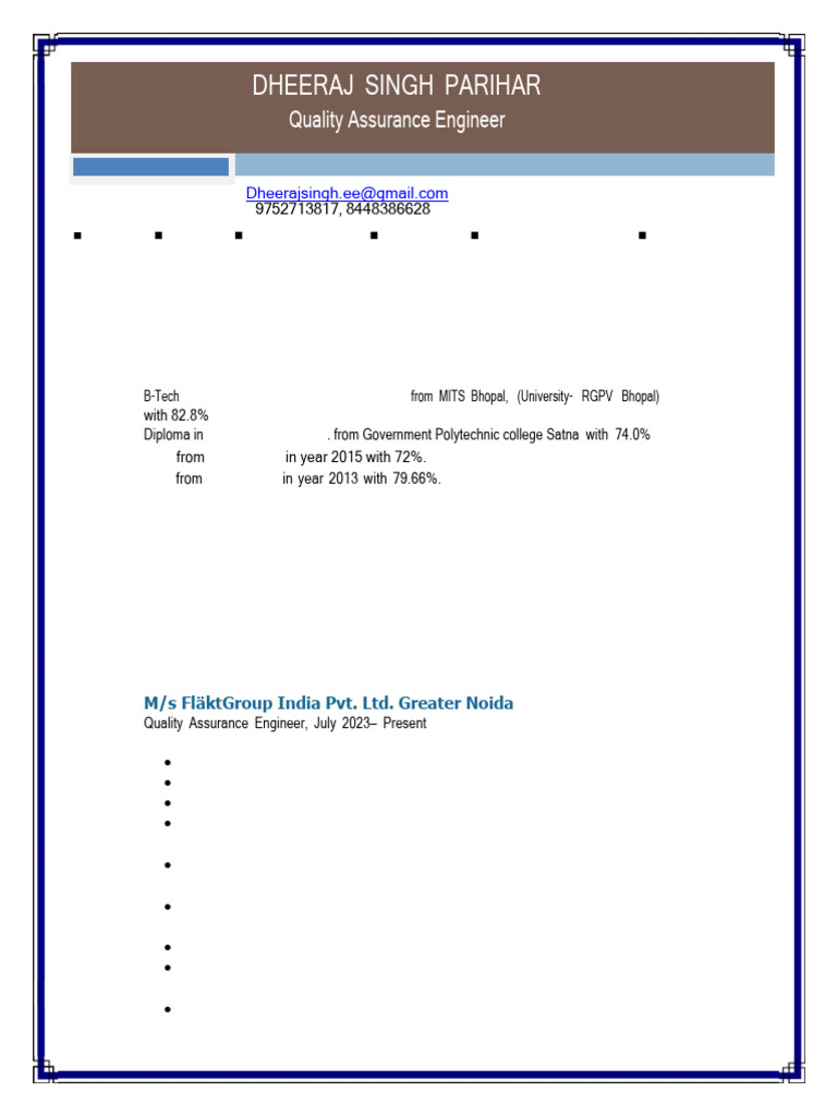 DHEERAJ CV QA | PDF | Quality Assurance | Business
