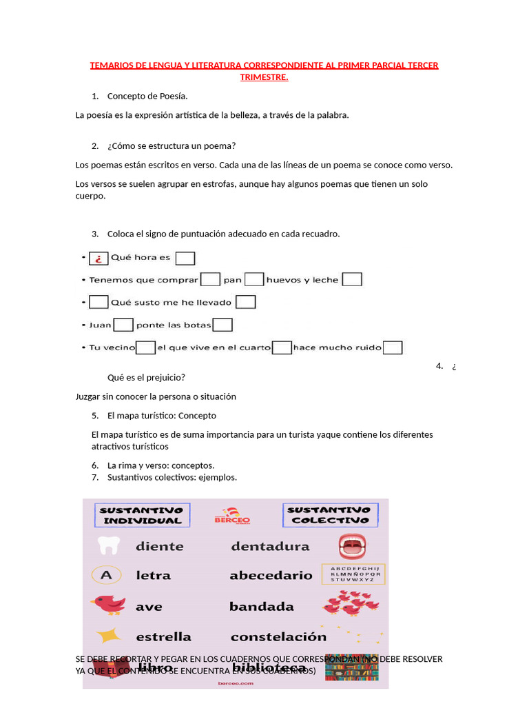 Temario Lengua y Literatura 3er Trimestre | PDF