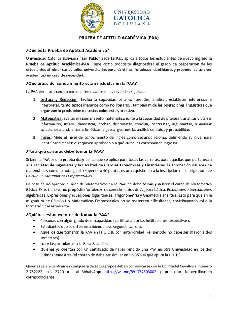 Instructivo Paa 2024 2025 07.10.24 | PDF | Matemáticas | Álgebra