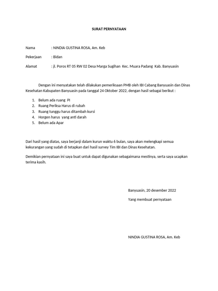 SURAT PERNYATAAN pmb | PDF