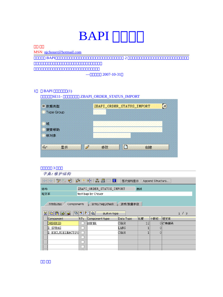 BAPI操作手册 | PDF